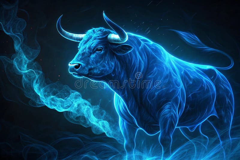 Glowing Blue Bull Abstract Digital Art-generated by Ai Stock ...