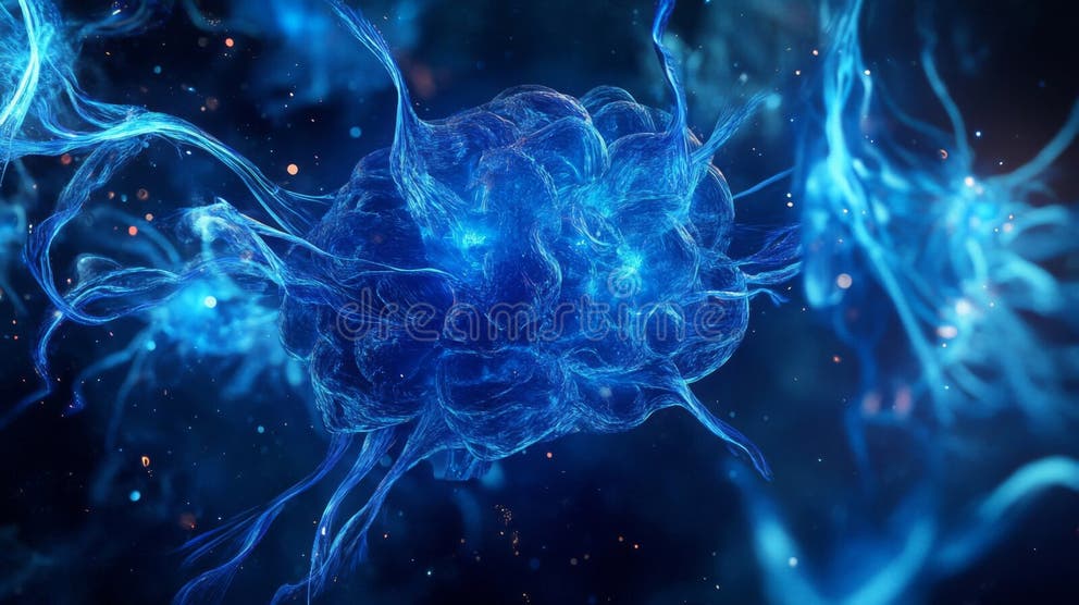 Glowing Blue Cellular Network Structure Stock Illustration ...