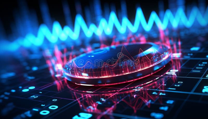 Glowing Blue Chart Analyzing Data for Futuristic Technology Generated ...