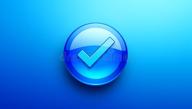 Glowing Blue Check Mark with Sunburst Gradient Stock Illustration ...