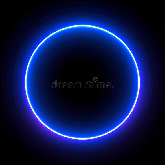Glowing Blue Circle on Black Background with Neon Light Effect and Shiny Frame Stock ...