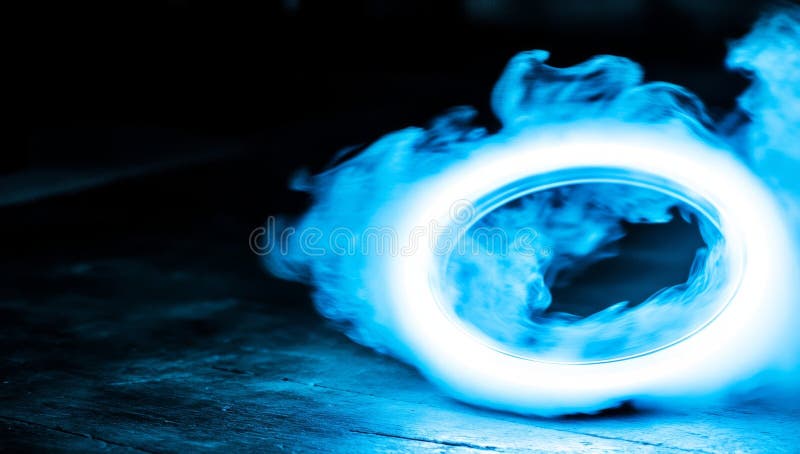 A Glowing Blue Circle Composed of Particles Floats Above the Water ...