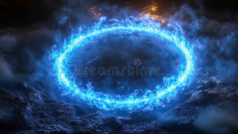 A Glowing Blue Circle of Light Surrounded by Mist, Creating a ...
