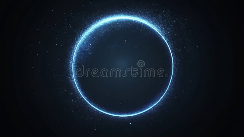 Glowing Blue Circle in Space with Starry Background, Cosmic Energy ...