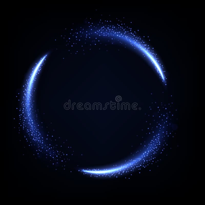 Glowing Blue Circle Trail Neon Lighting Frame, Vector Illustration ...