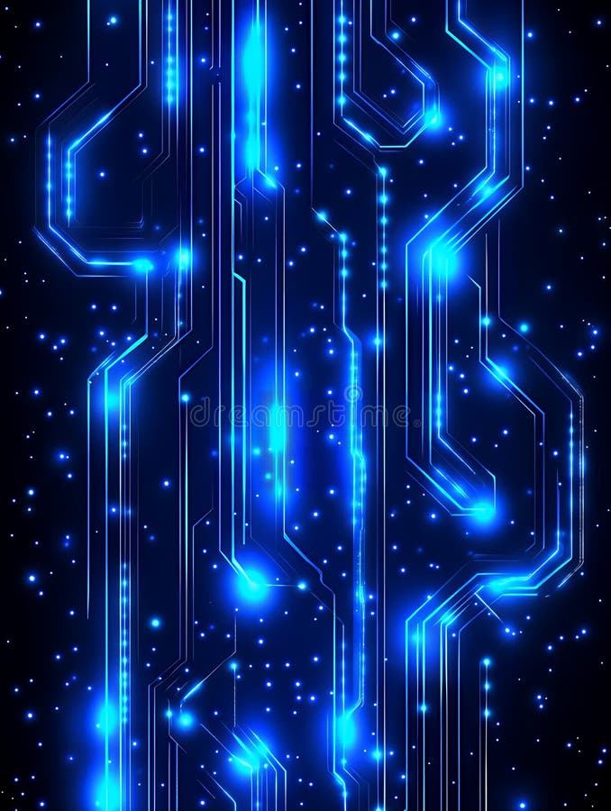 Glowing blue circuit board stock illustration. Illustration of ...