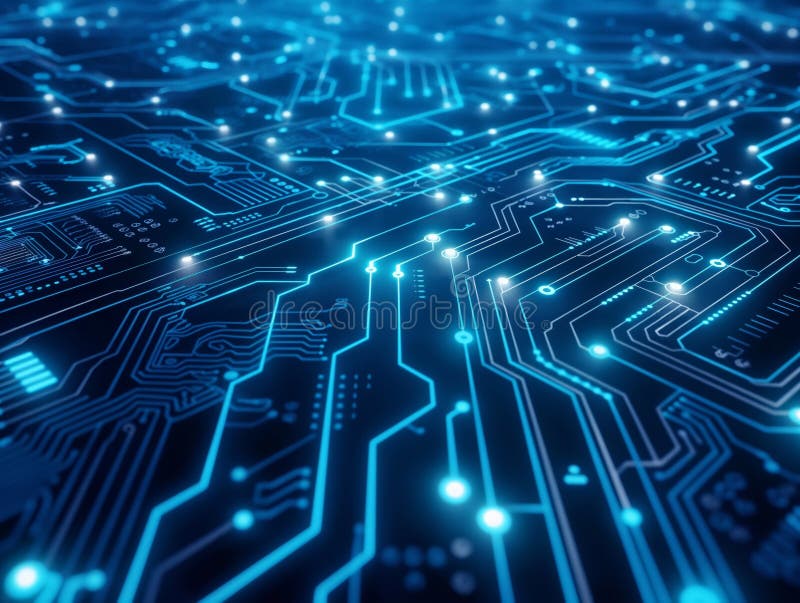 Glowing Blue Circuit Board stock image. Image of electronic - 321138321