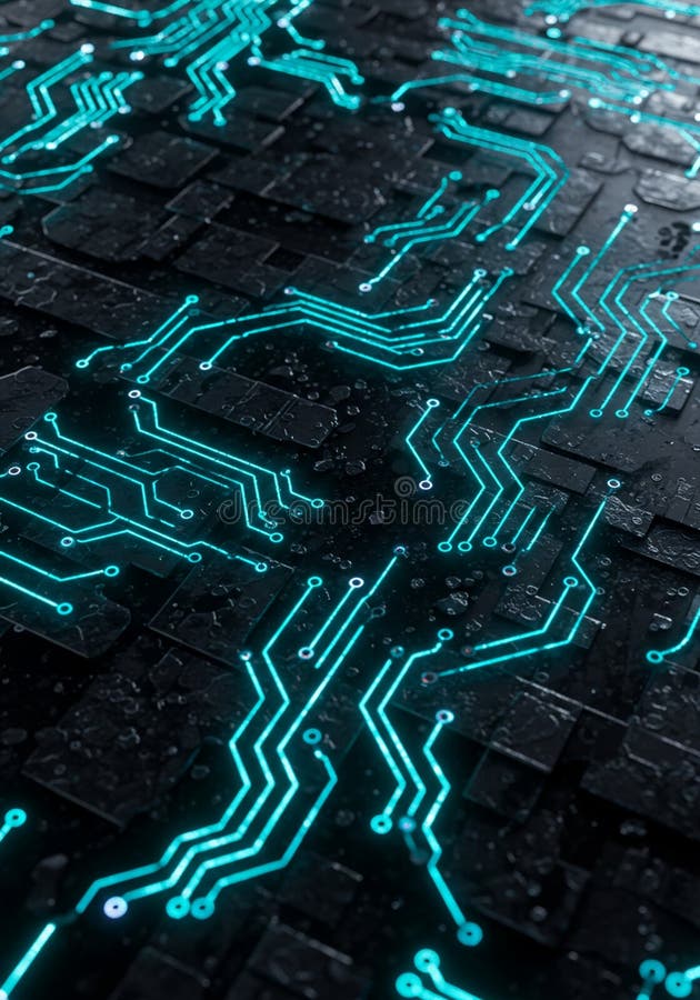 Glowing Blue Circuit Board Texture Stock Illustration - Illustration of ...