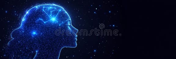 Glowing Blue Circuit Head Profile Artificial Intelligence and Human ...