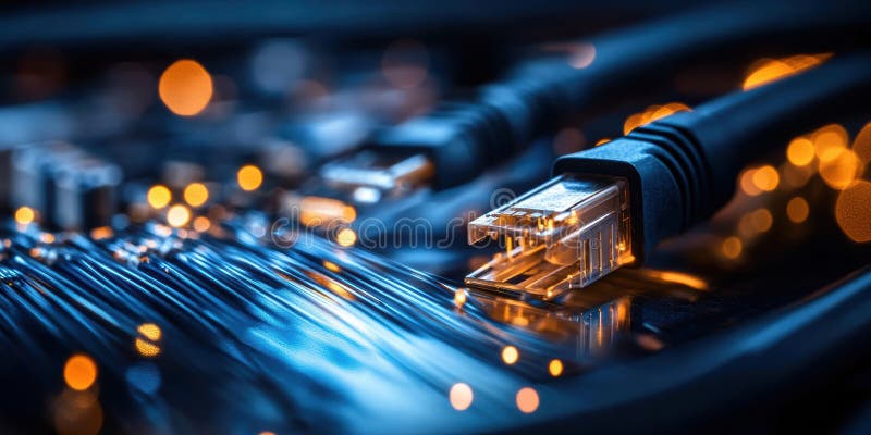 Glowing Blue Circuit Lines Illuminate Connections Digital Landscape ...