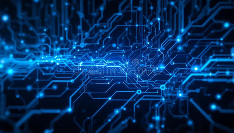 Glowing Blue Circuitry: Abstract Digital Network Art Stock Illustration ...