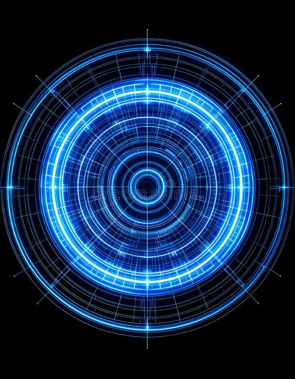Glowing Blue Circular Abstract Technology Design Stock Illustration ...