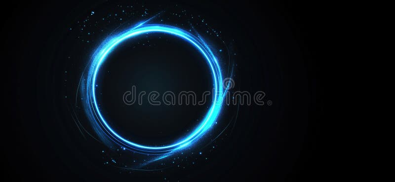 Glowing Blue Circular Light Effect on Dark Background for Digital ...