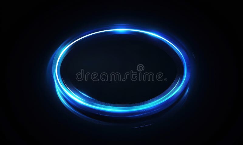Glowing Blue Circular Light Effect on Dark Background for Modern Design ...