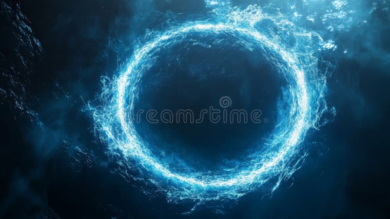 Glowing Blue Circular Light Energy Abstract Background Stock ...