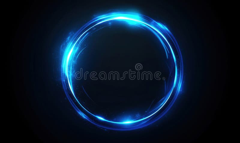 Glowing Blue Circular Light Ring Sparkles Dark Background Stock Photos ...