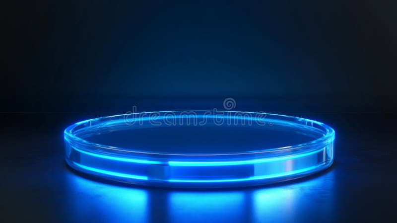 Glowing Blue Circular Platform on Dark Background Stock Illustration ...
