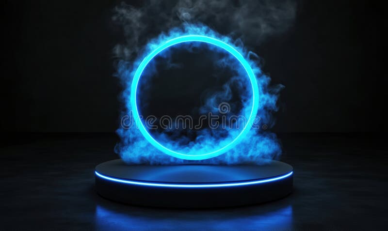 Glowing Blue Circular Portal Smoke Effects Dark Background Stock Photos ...