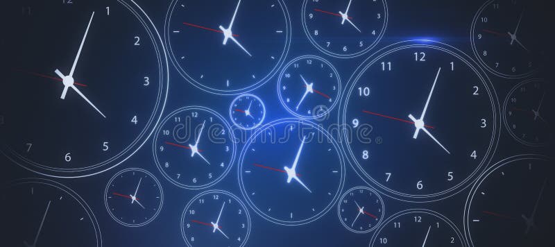 Glowing Blue Clock Background. Stock Illustration - Illustration of ...