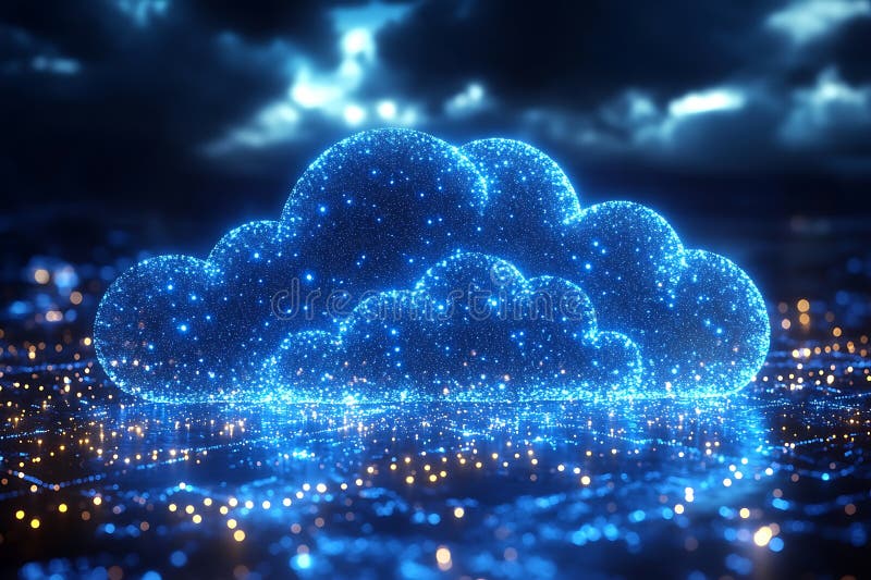 Glowing Blue Cloud Computing Network, Digital Data, Abstract Technology ...