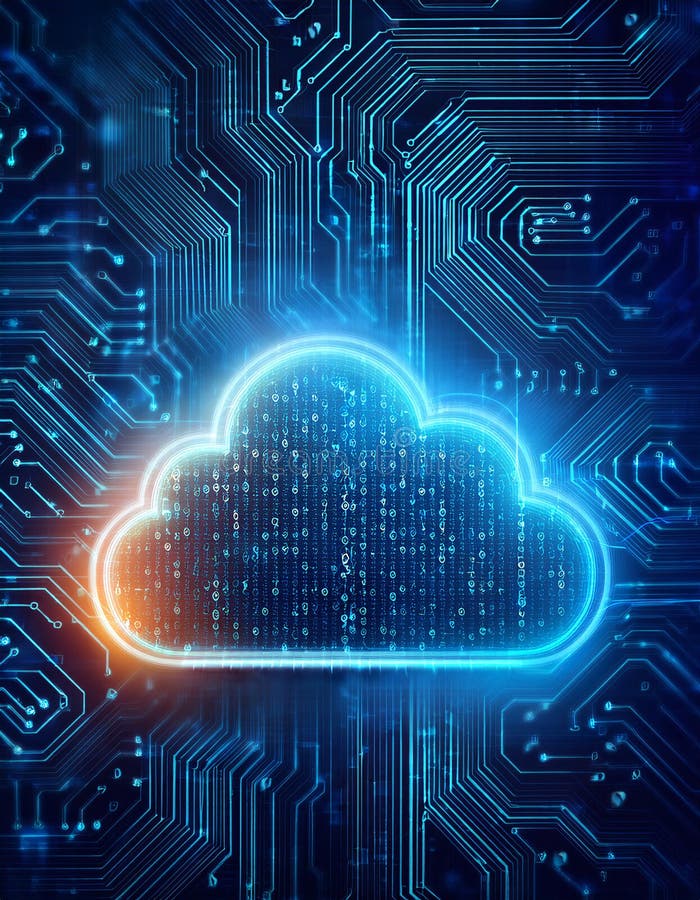A Glowing Blue Cloud with Data Streams Flowing from it, Set Against a ...