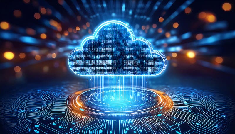 A Glowing Blue Cloud with Data Streams Flowing from it, Set Against a ...