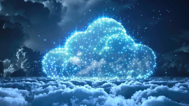 Glowing Blue Cloud Formation in a Night Sky. Stock Photo - Image of ...