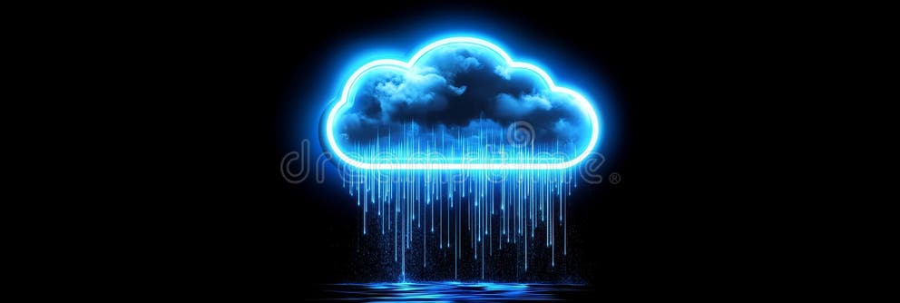 Digital Cloud Data Stream Glowing Blue Cloud Icon with Data Streams ...