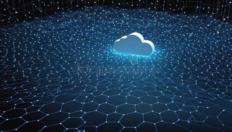 Digital Cloud Concept on Hexagon Pattern Stock Image - Image of ...