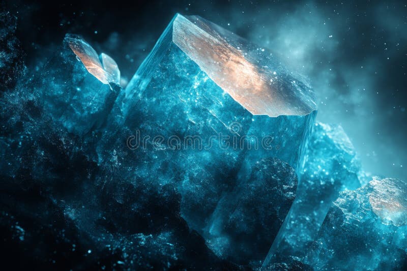 Glowing Blue Crystal Blocks Stock Illustration - Illustration of ...
