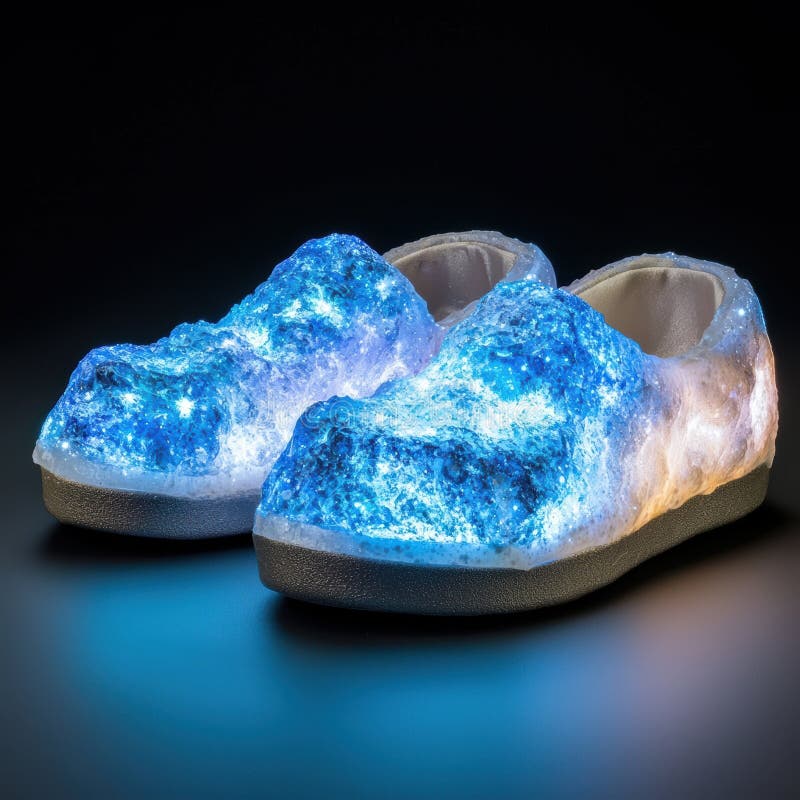 Glowing Blue Crystal Slippers Stock Illustration - Illustration of ...