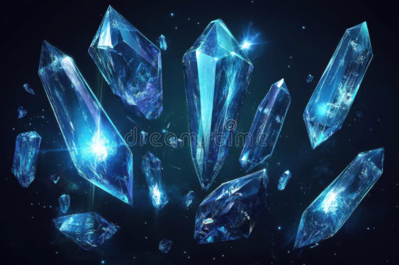 Glowing Blue Crystals, a Cosmic Spectacle Stock Illustration ...