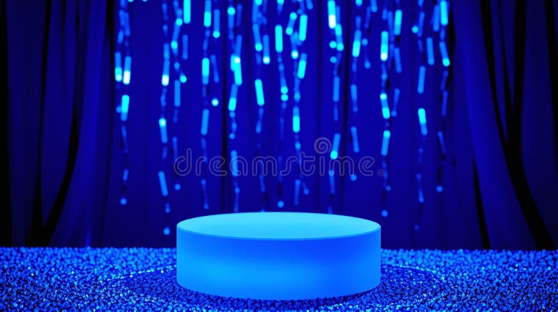 A Glowing Blue Cylinder Stands Amidst an Array of Sparkling Blue Lights ...