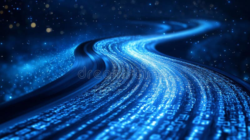 Glowing Blue Data Stream Abstract Technology Background Stock Illustration - Illustration of ...
