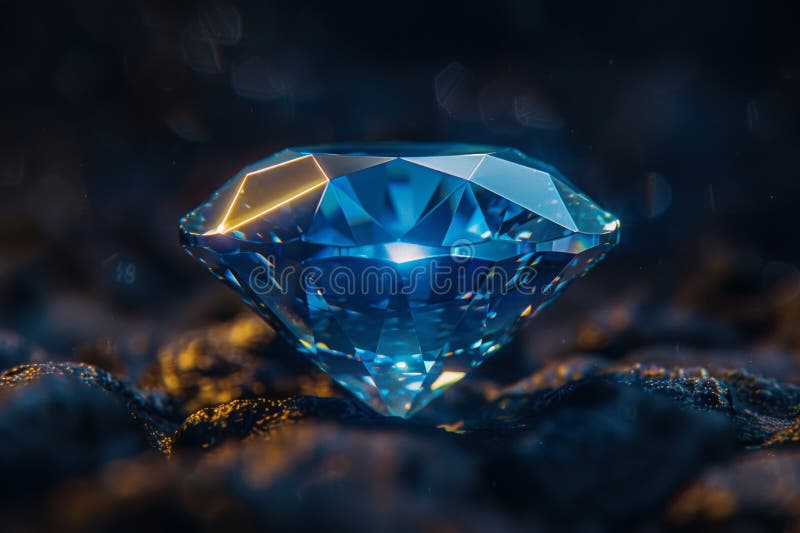 Glowing Blue Diamond on Dark Background. Stock Image - Image of ...