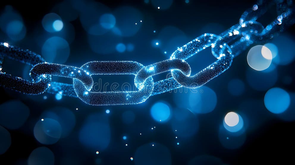 Glowing Blue Digital Chain Connecting Blocks in Secure Network ...