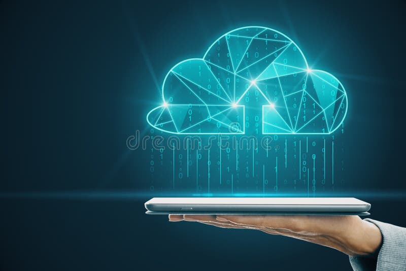 Glowing blue digital cloud stock photo. Image of global - 153269932