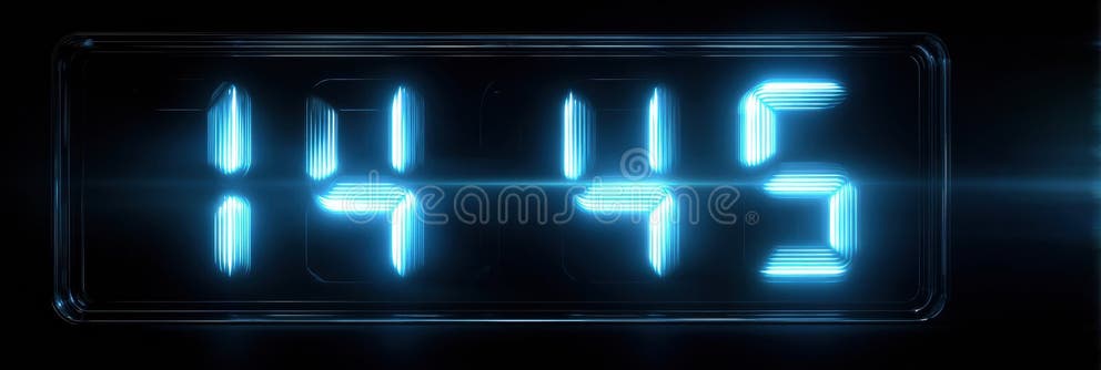 Glowing Blue Digital Countdown Timer Displaying 1445 with Upper Left ...