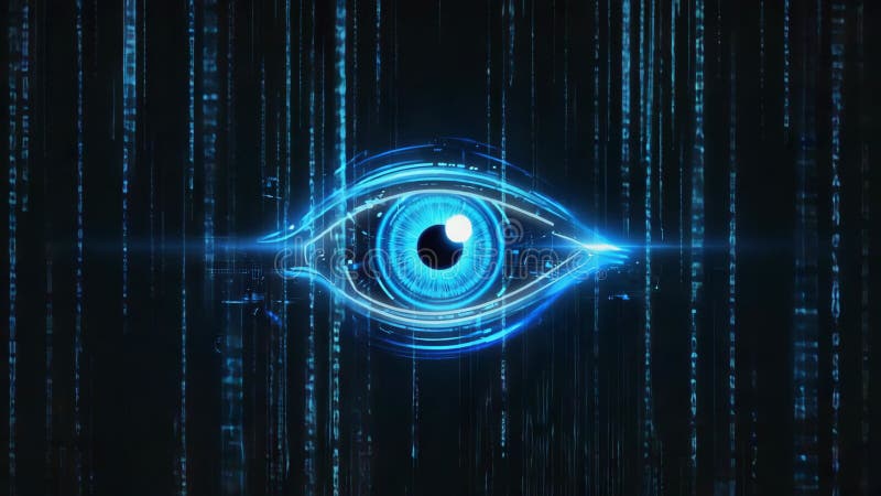 Cybersecurity Concept: Glowing Blue Digital Eye for Technology ...
