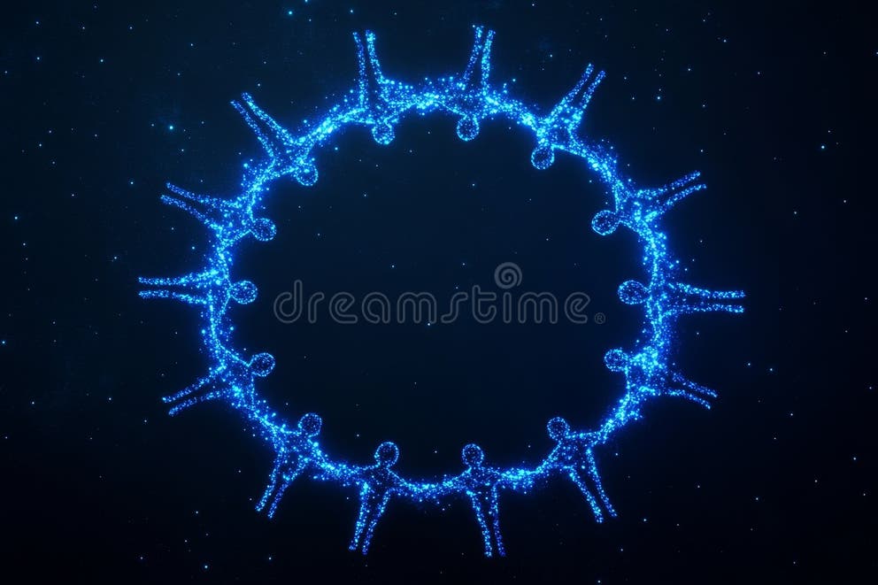 Glowing Blue Digital Figures in a Circle Unity Connection Community ...