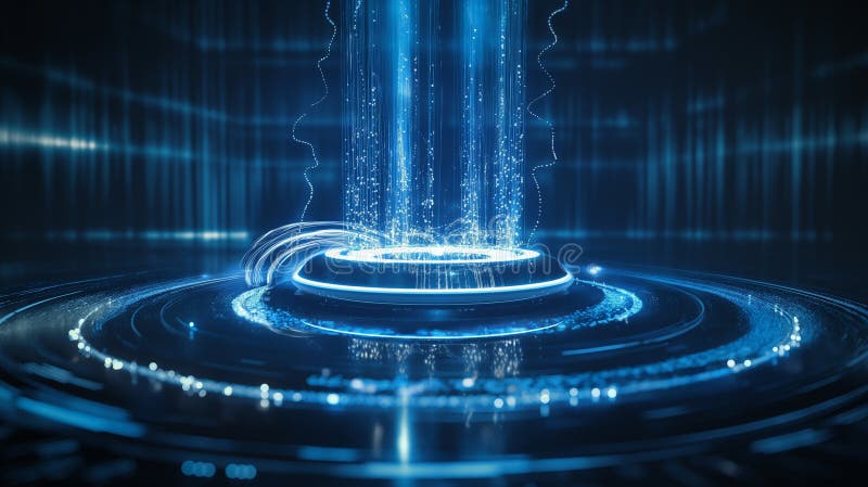 Futuristic Digital Interface With Blue Light Streams Stock Image Image Of Circular Central