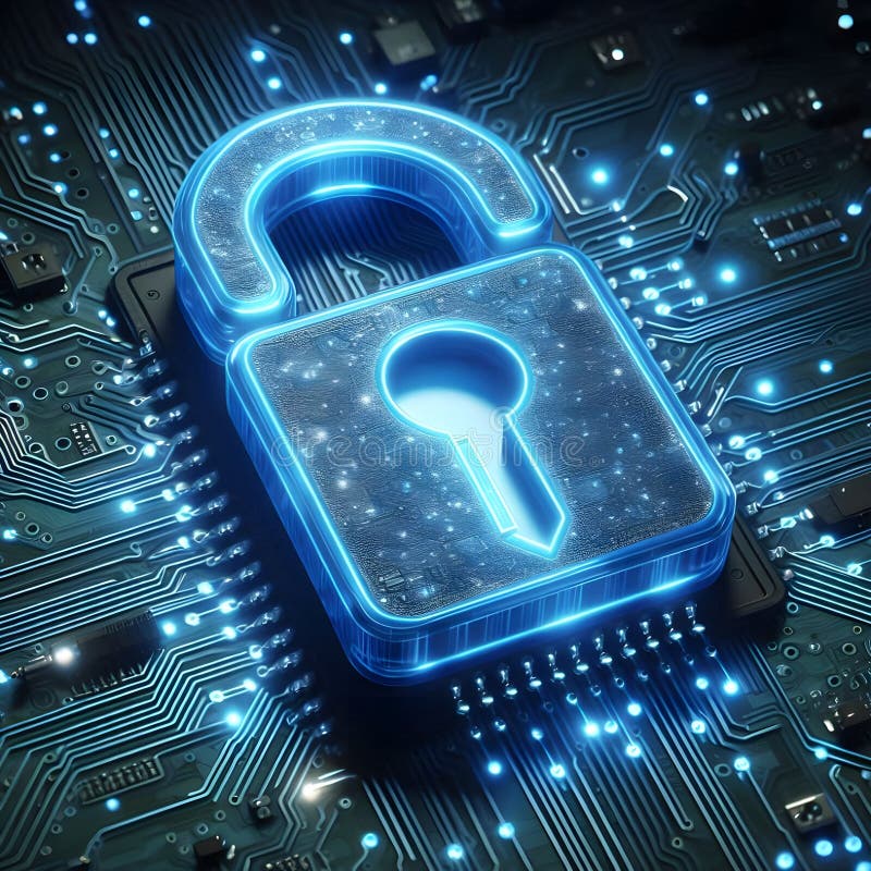 Glowing Blue Digital Key on Circuit Board, Importance of Cybersecurity ...