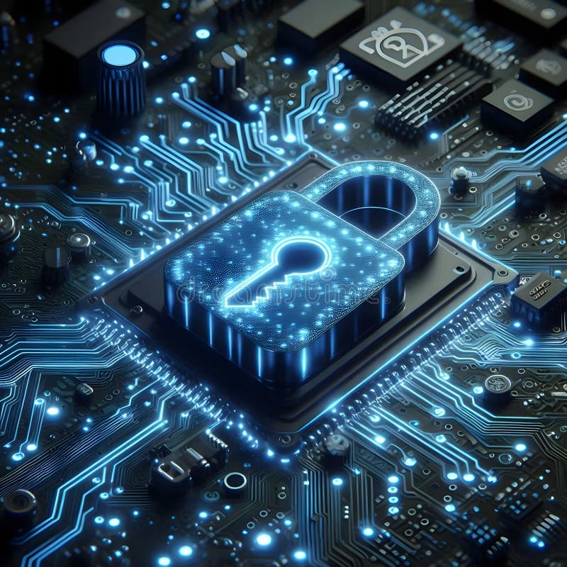 Glowing Blue Digital Key on Circuit Board, Importance of Cybersecurity ...