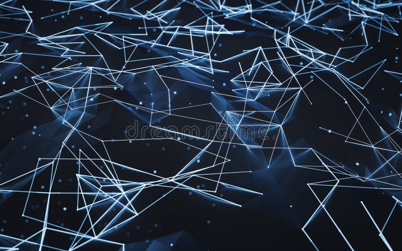 Glowing Blue Digital Lines, 3d Rendering Stock Illustration ...