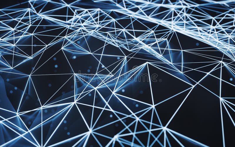 Glowing Blue Digital Lines, 3d Rendering Stock Illustration ...