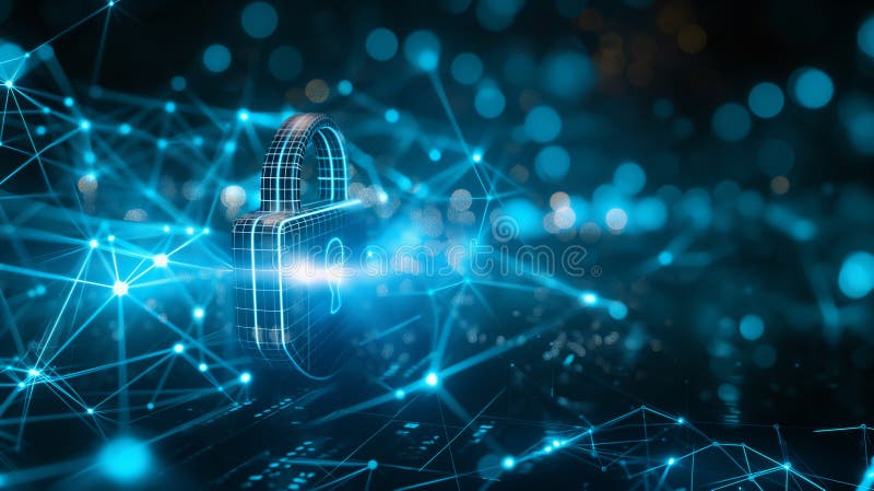 A Glowing Blue Digital Lock Embedded in a Circuit Board, Symbolizing ...