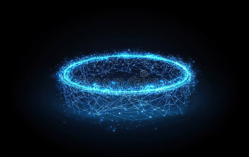 A Glowing Blue Digital Ring Composed of Interconnected Nodes and ...