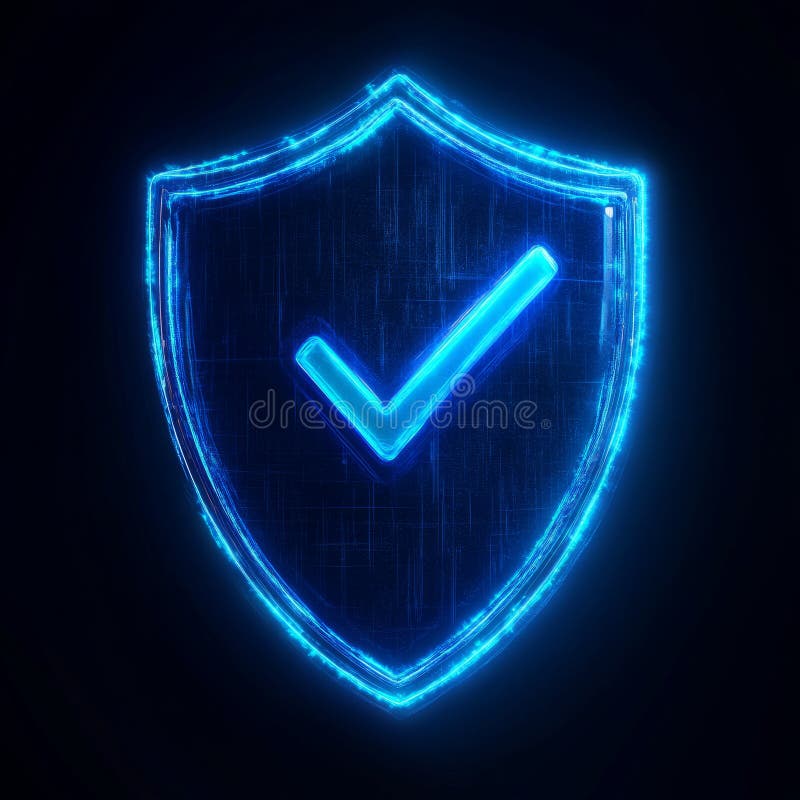 Glowing Blue Digital Shield Checkmark Symbol Stock Photos - Free ...