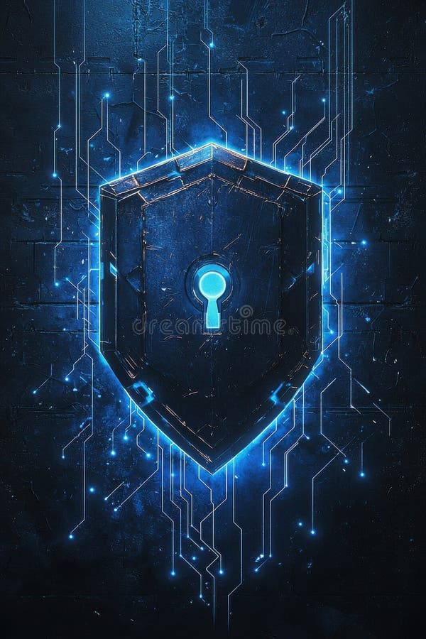 Digital Shield with Keyhole Representing Cybersecurity and Data ...