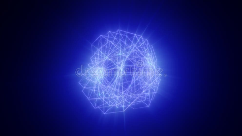 Glowing Blue Digital Sphere with Luminous Thread Lines and Sharp ...